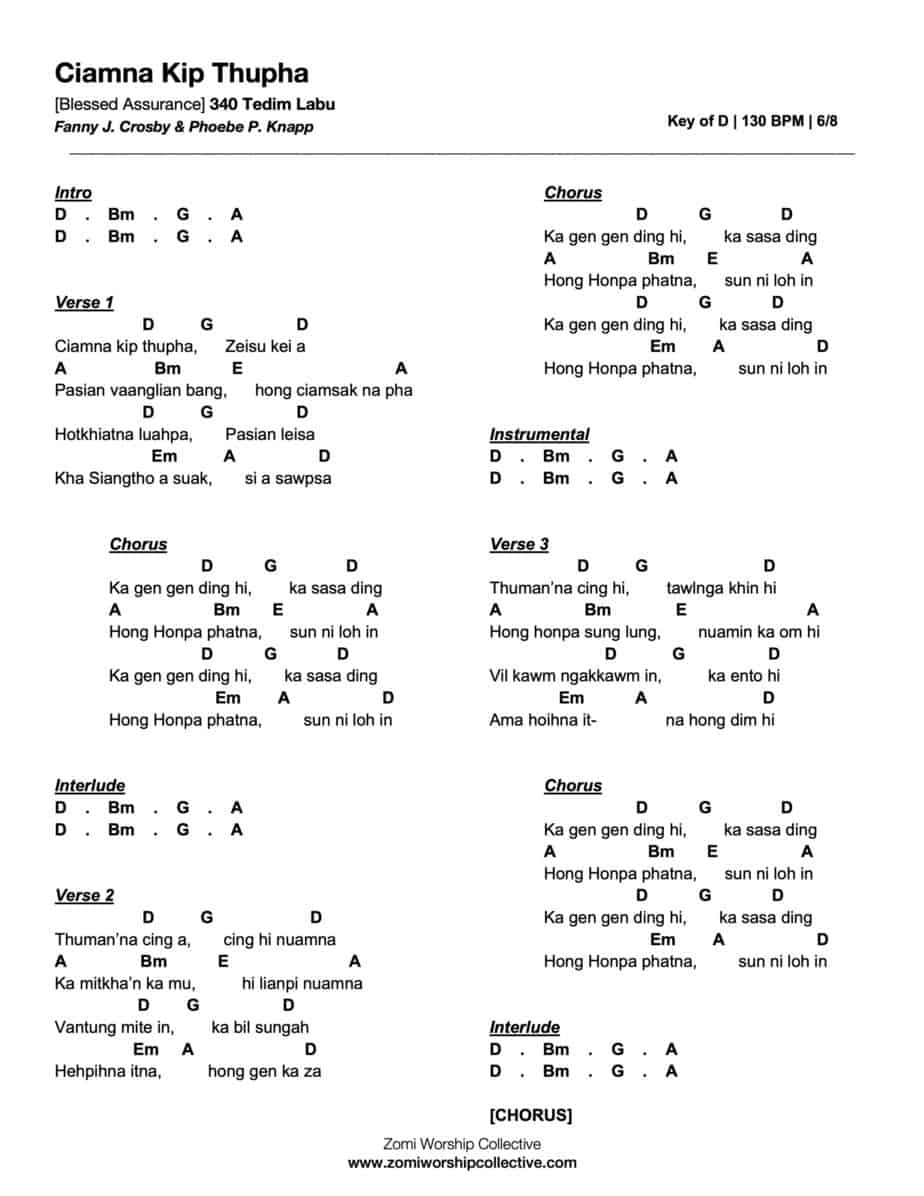 Ciamna Kip Thupha (Hymn) - Lyrics & Chords » Zomi Worship Collective