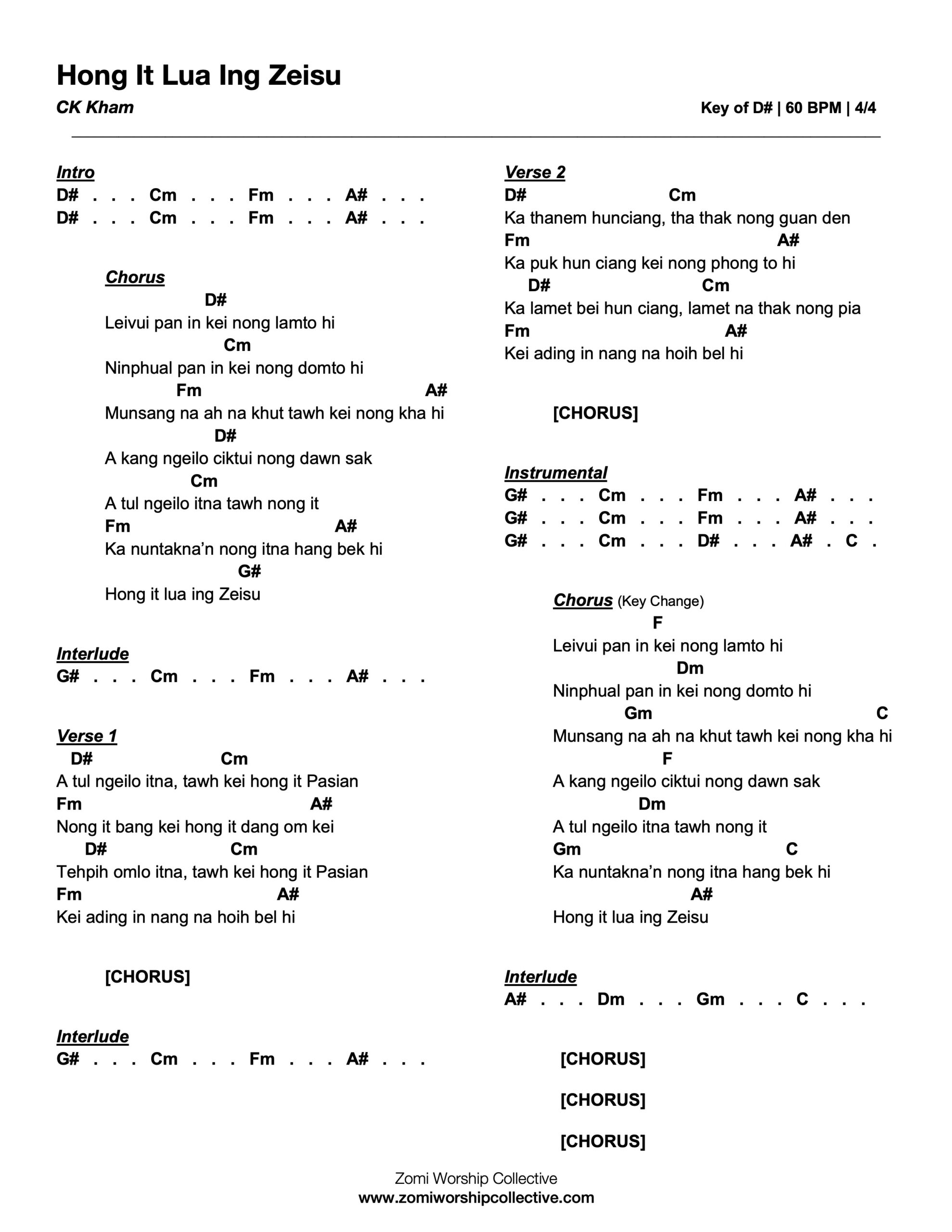 Hong It Lua Ing Zeisu (Roslyn) - Lyrics & Chords » Zomi Worship Collective