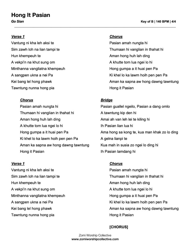 Hong It Pasian (ZBCA) - Lyrics & Chords » Zomi Worship Collective