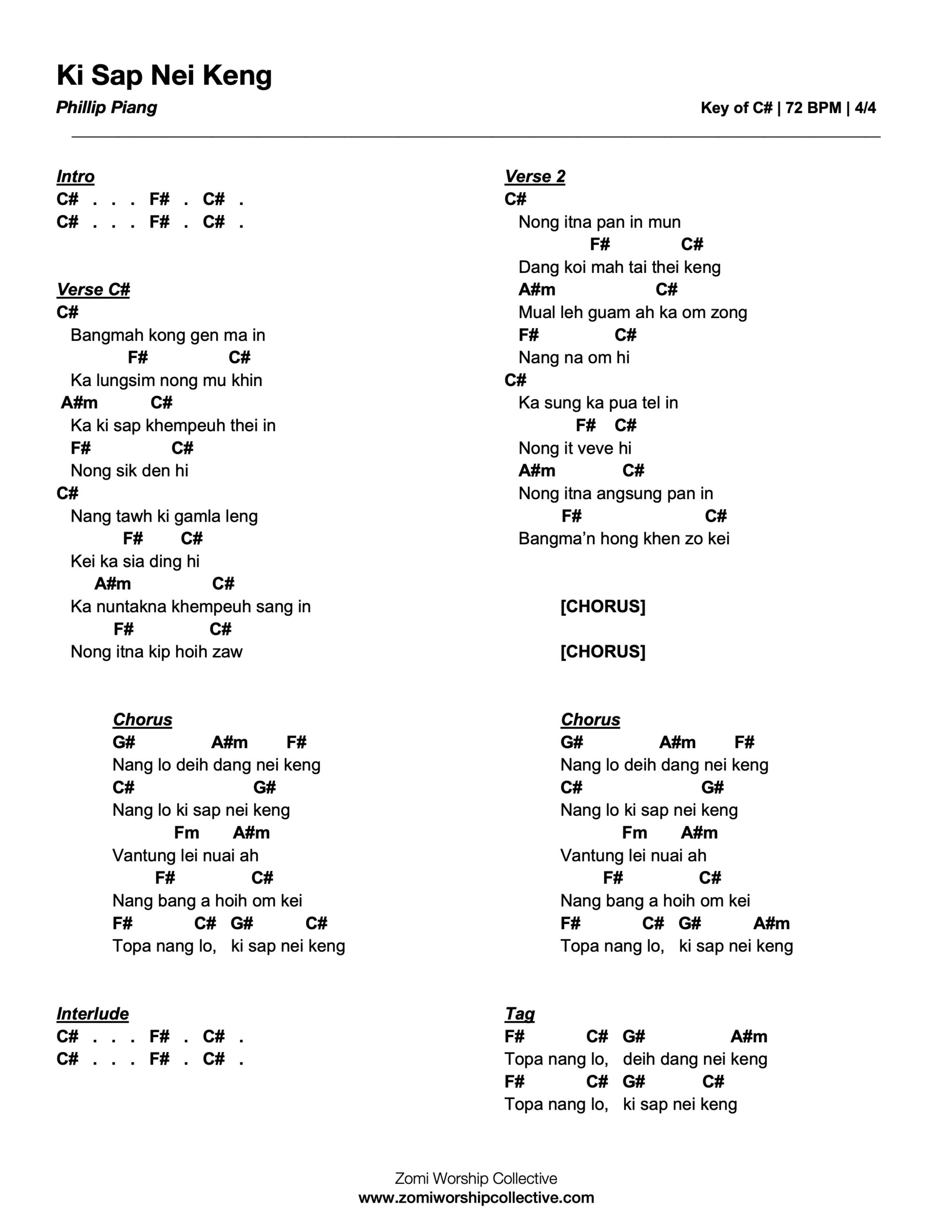 Ki Sap Nei Keng (Phillip Piang) Lyrics & Chords » Zomi Worship Collective