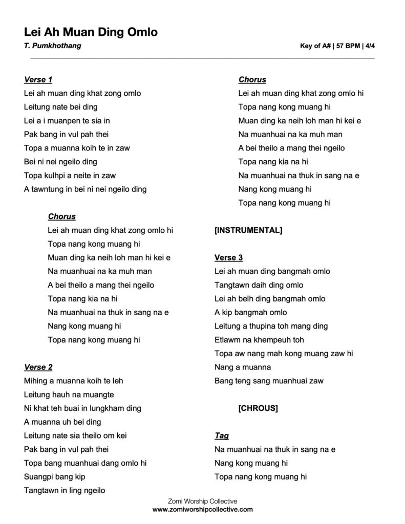 Lei Ah Muan Ding Omlo (Hlim Hlimi) - Lyrics & Chords » Zomi Worship Collective
