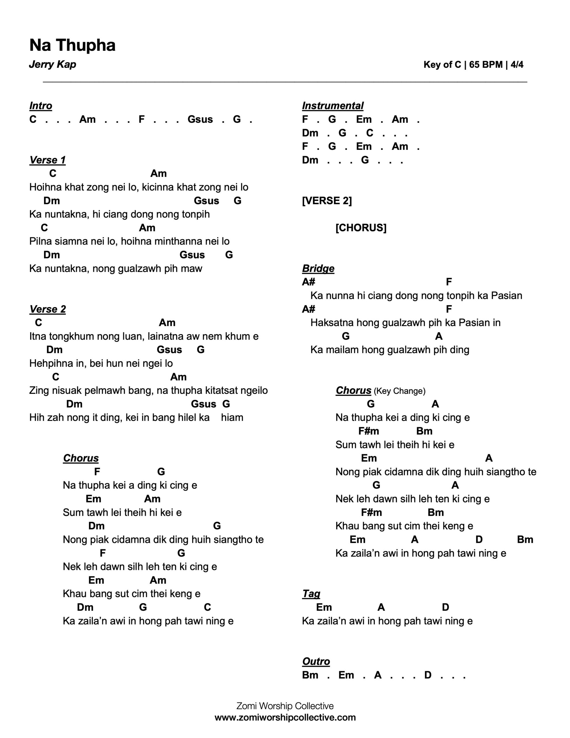 Na Thupha (Huai Huai | NAD ZAY) - Lyrics & Chords » Zomi Worship Collective