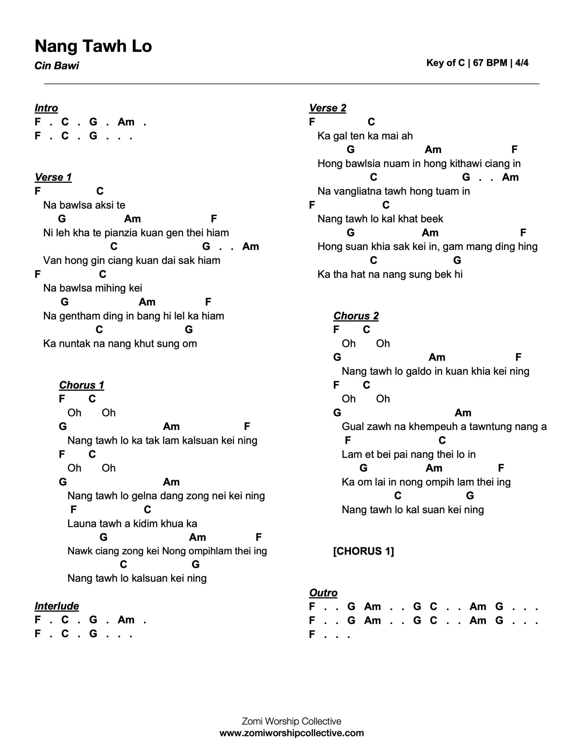 Nang Tawh Lo (Cin Bawi) - Lyrics & Chords » Zomi Worship Collective