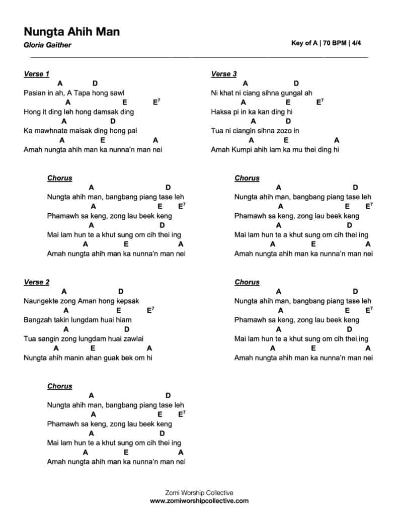 Nungta Ahih Man (Hymn) - Lyrics & Chords » Zomi Worship Collective