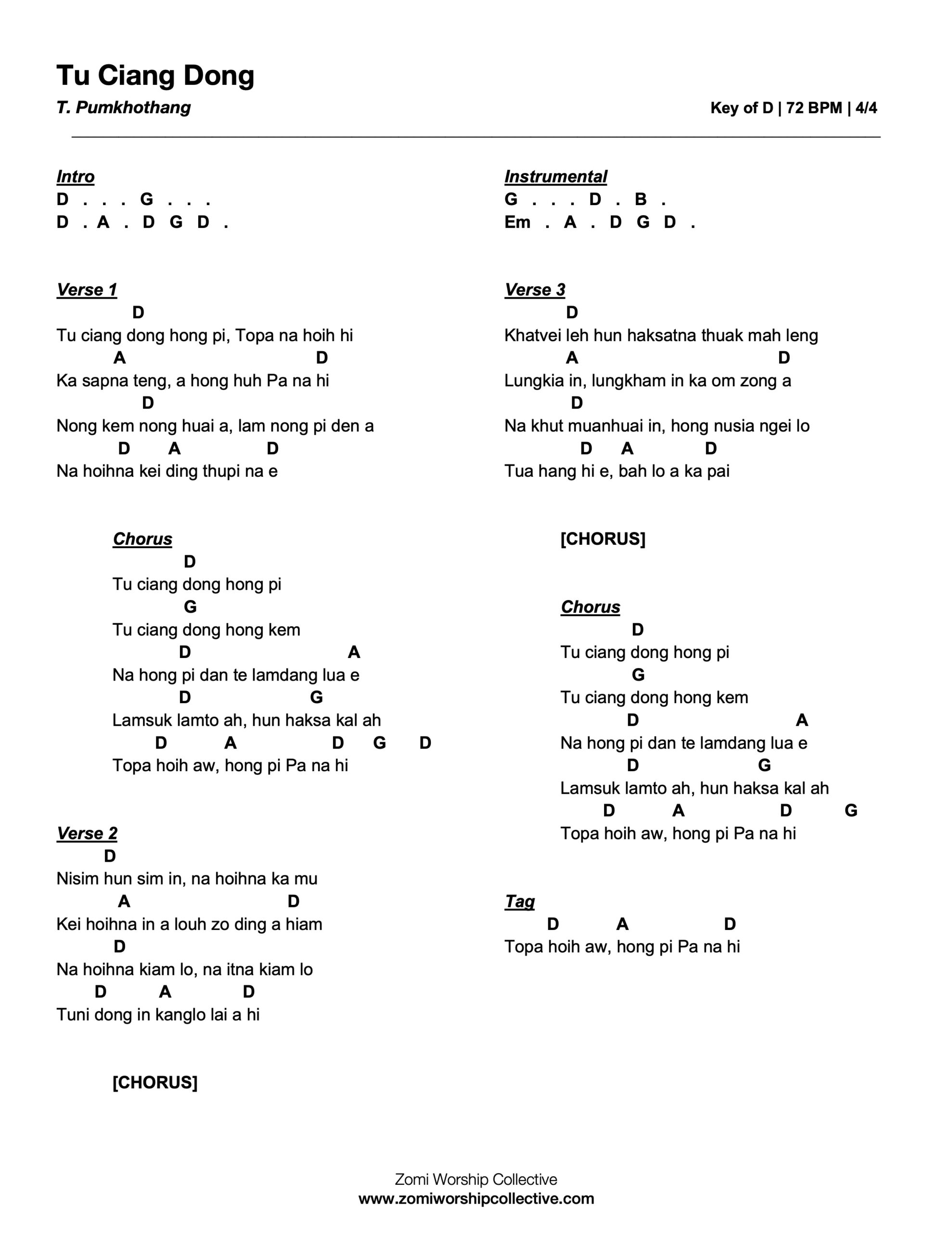 Tu Ciang Dong (Agape Family Gospel) - Lyrics & Chords » Zomi Worship ...