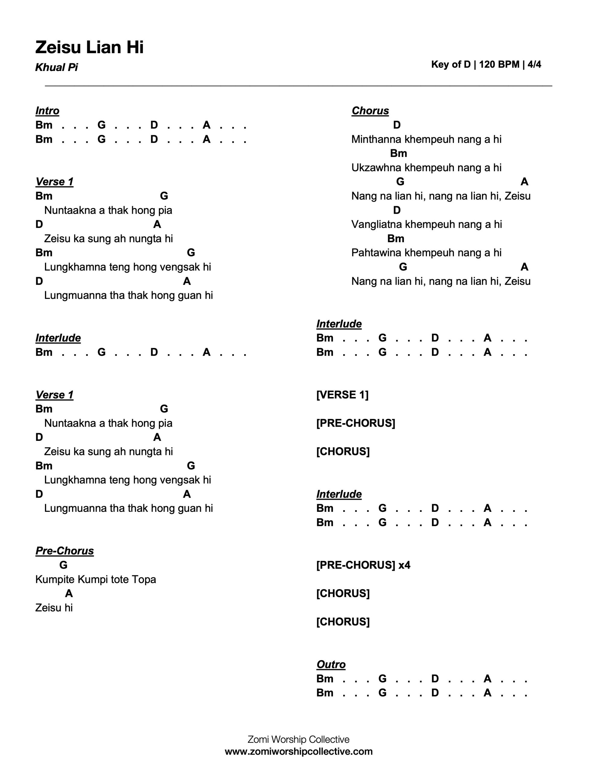 Zeisu Lian Hi (Thang Tawng) - Lyrics & Chords » Zomi Worship Collective